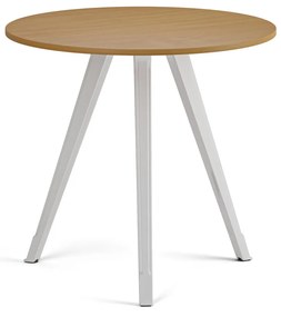 Konferenční stůl PRIMO ZEN, průměr 80 cm, bílá podnož, buk