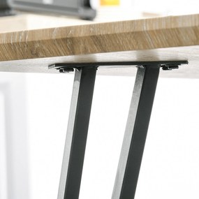 HOMCOM Průmyslový design jídlení stůl Velký zkosený vrch 120L x 60W x 75H cm Černé kovové nohy na vlásky světlá dýha MDF