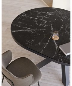 Černý kulatý rozkládací jídelní stůl s keramickou deskou ø 160 cm Vashti – Kave Home
