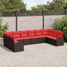 Set pohovek 10 ks Hnědá polyratan 3346224