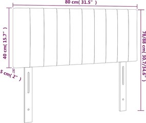 Čelo postele s LED tmavě šedé 80 x 5 x 78/88 cm samet 3121881