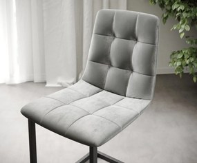 Sada 4 jídelních židlí Caro-Adesso Light Grey Velvet Cantilever Chair