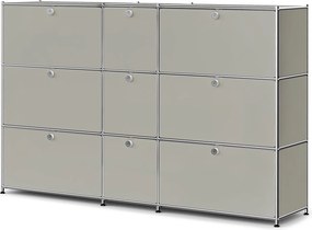 Tchibo - Kovová komoda »Cn3« s 9 výklopnými dvířky, světle šedá