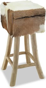 Barová stolička kozí kůže a masivní teak 244543