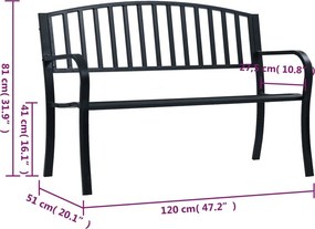 Zahradní lavice černá 120 cm ocel 319580