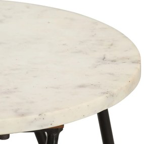Konferenční stolek bílý 40x40x40 cm pravý kámen mramorový vzor - Default Title