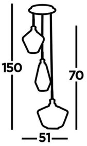 Searchlight  5423-3BK - Lustr na lanku MIA 3xE27/60W/230V černá