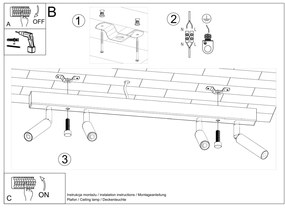 Bodové svítidlo Eyetech, 4x černé kovové stínítko, (možnost polohování)