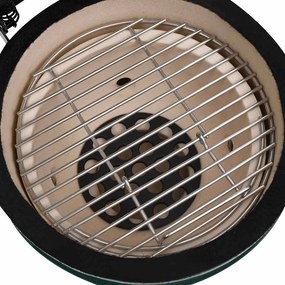 Zahradní gril a udírna 2 v 1 Kamado keramický 56 cm zelený 316094