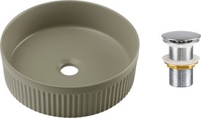 Comad Keramické umyvadlo na desku Beyond 36x36 olive green + výpusť Click-Clack, chrom
