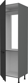 ARIA ab | vysoká skříňka 60 LO-215 2F na vestavnou lednici | 60 cm | ANTI FINGERPRINT povrch | antracit/černá