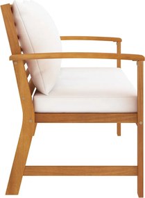 Zahradní lavice 120 cm s krémovou poduškou masivní akácie 311829