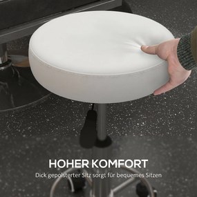 Vinsetto Salonní stolička, výškově nastavitelná, umělá kůže, do 110 kg, Ø42x50-64H cm, bílá