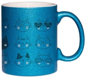 Ekomazlíček Třpytivý hrnek CAT FACE (bez jména) Barva hrnknu: Tmavě modrá