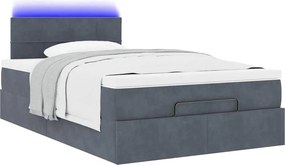 Osmanská postel s matrací &amp; LED tmavě šedá 120x190cm samet 3312609