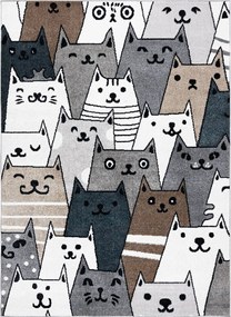 Detský kusový koberec Fun Gatti Cats multi, 160x220, šedá, detská izba, Dywany Łuszczów