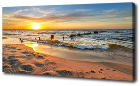 Wallmuralia Foto obraz na plátně Západ slunce pláž 100x50