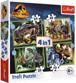 TREFL PUZZLE 4v1 Jurassic World Nebezpeční dinosauři 207 dílků skládačka tr34607