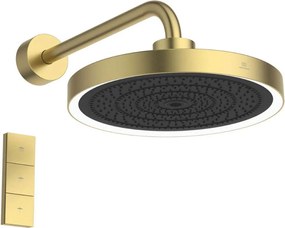 Ideal Standard Idealrain Solos - Hlavová sprcha s připojením, průměr 33 cm, 3 proudy, s LED osvětlením, kartáčované zlato A7890A2