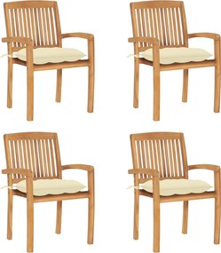 Stohovací zahradní židle s poduškami 4 ks masivní teak 3073257