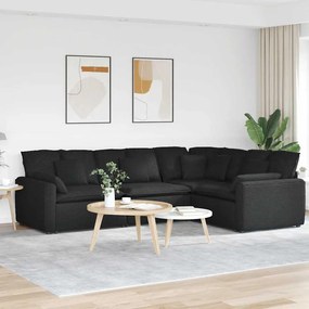 Modulární pohovka s polštáři textil černá 3321149