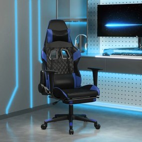 vidaXL Herní židle s podnožkou umělá kůže [3143767] Barva: Černo-modrá