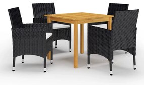 5dílný zahradní jídelní set černý 3067671