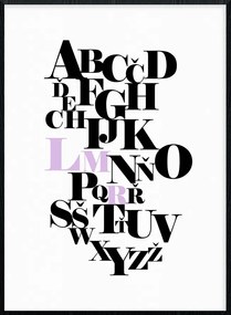Plakát Abeceda s iniciály Rozměr plakátu: 30 x 40 cm, Barva písma iniciálů: Růžová