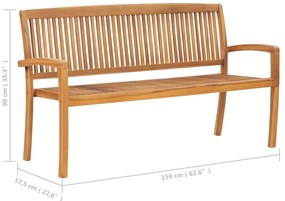 vidaXL Marketos Stohovatelná zahradní lavice s poduškou 159 cm masivní teak