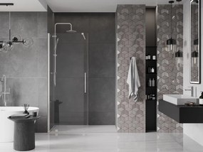 Mexen Velar, posuvné sprchové dveře do otvoru 140 cm, 8mm čiré sklo, broušená ocel, 871-140-000-01-97