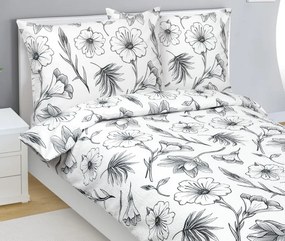 Bellatex Krepové povlečení Bílá,Šedá 140x220 cm, 70x90 cm