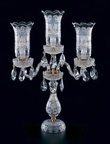 Stolní křišťálová lampa se třemi ručně broušenými skleněnými vázami