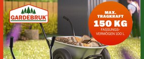 Zahradní kolečko s 2 kola pozinkované pneumatiky 150kg nosnost 100L