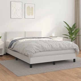 Box spring postel s matrací bílá 140x200 cm umělá kůže,  3141066