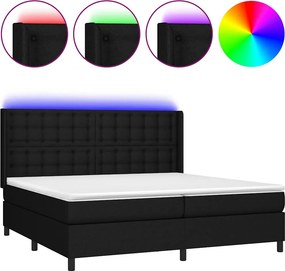 Box spring postel s matrací a LED černá 200x200 cm textil 3138663