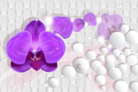 Tapeta abstratní fialová orchidej - 225x150 cm