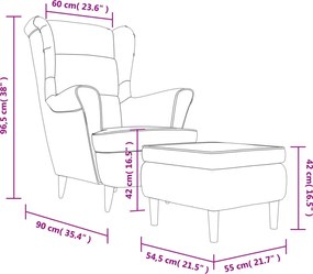 vidaXL Křeslo ušák se stoličkou samet [3115930] Barva: Tmavě šedá