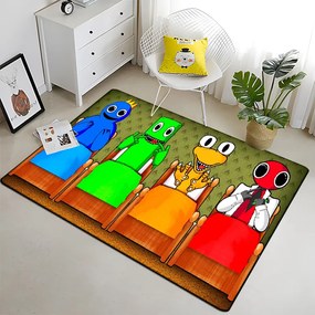 Protiskluzový koberec / předložka s barevnými motivy ze hry "Rainbow friends" vhodný do dětského pokoje (1-6) Barva: 1, Velikost: 100 cm x 120 cm
