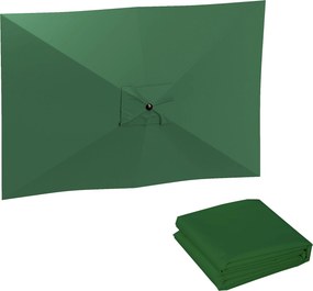 Náhradní slunečník Outsunny pro obdélníkové deštníky 3x2 m s větraným vrškem, slunečník z polyesteru 180 g/m², UV 50+ ochrana, zelená | Aosom