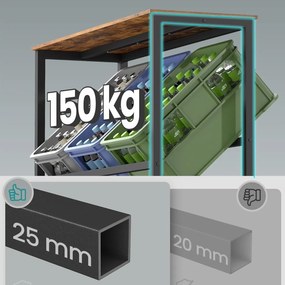Kuchyňský regál na přepravky Jogin 105,4 cm černý/hnědý