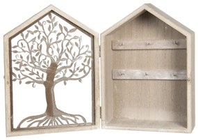 Dřevěná skříňka na klíče se stromem