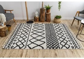 koberec BERBER SAFI N9040, bílo černý střapce, Maroko Shaggy velikost 120x170 cm | krásné koberce cz