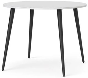 Vikio Kulatý jídelní stůl OSLO 75386 v bílé barvě s černými nožkami 100 cm