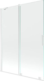 Mexen Velar, 2-křídlová posuvná vanová zástěna 130 x 150 cm, 8mm čiré sklo, bílý profil, 896-130-000-01-20