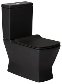 CERANO - WC kombi Loreto, Rimless - spodní/zadní opad - černá matná - 36x62,5 cm