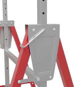 HOMCOM 2 x Skládací Trestle - Nastavitelná Výška až 200kg Ocel Červená 68 x 58 x 80-130 cm