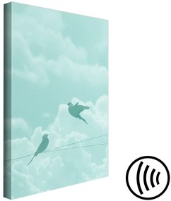 Obraz Letící stín (1-dílný) svislý - pastelová krajina ptáků na obloze