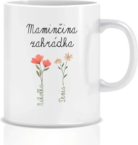 Personalizovaný klasický bílý keramický hrníček 300 ml s maminčinou zahrádkou