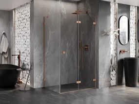 Mexen Lunar-F, sklápěcí sprchový kout pravý 100 x 90 cm, 8mm čiré sklo, profil měděná matná, 836-100-090-65-00-P