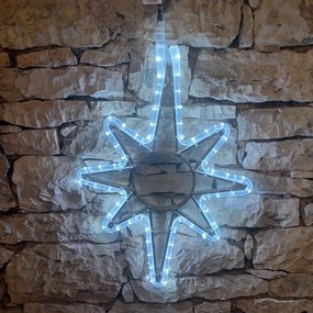 Easy Fix 2D LED světelná hvězda X., 67 × 100 cm, ledově bílá, závěsná, hliník